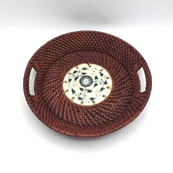 Handmade | Accents | Vintage Handmade Vietnamese Rattan Basket Tray W ...
